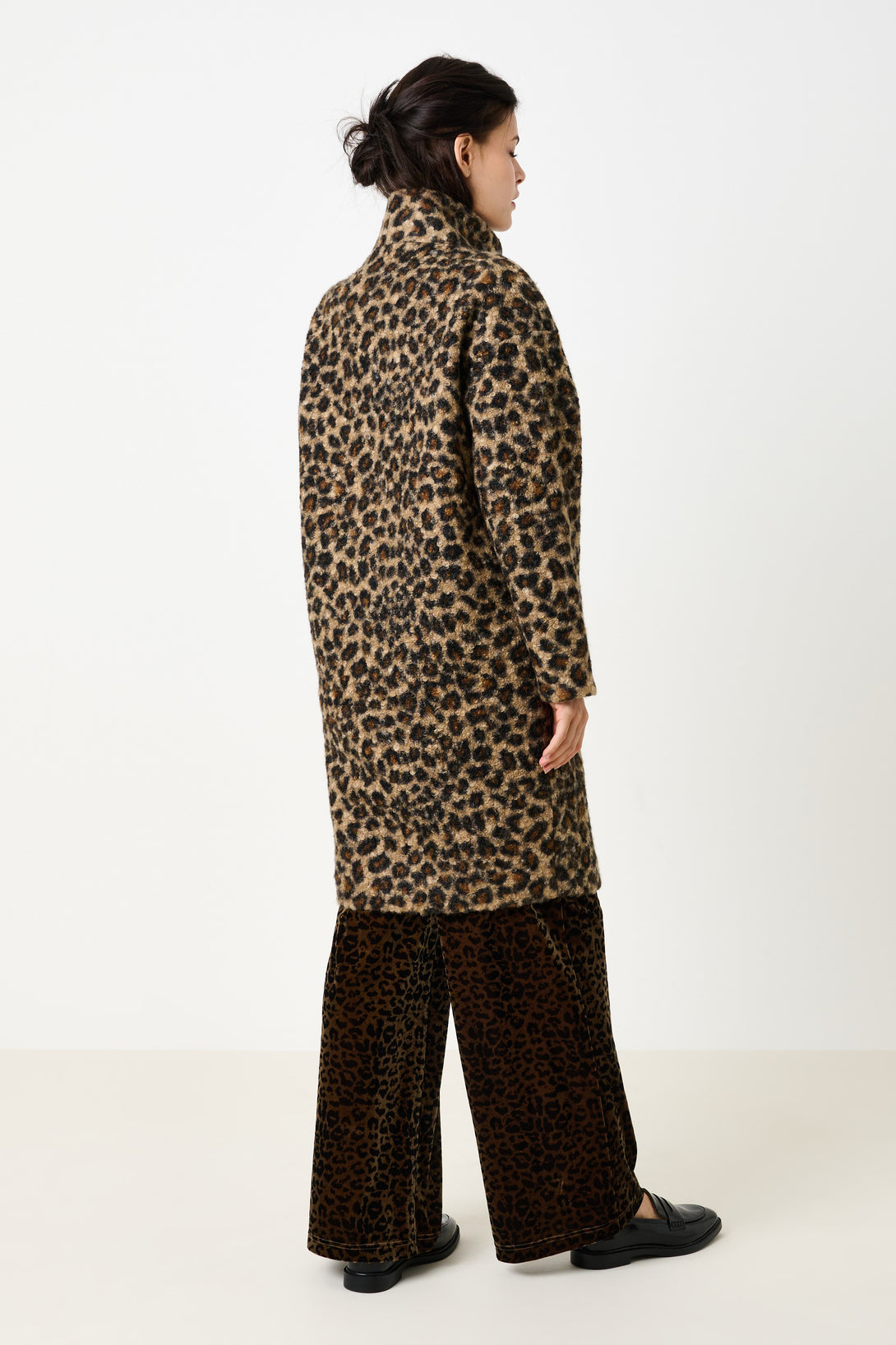 Donalda Animal Funnel Neck Coat - Taupe – Louche
