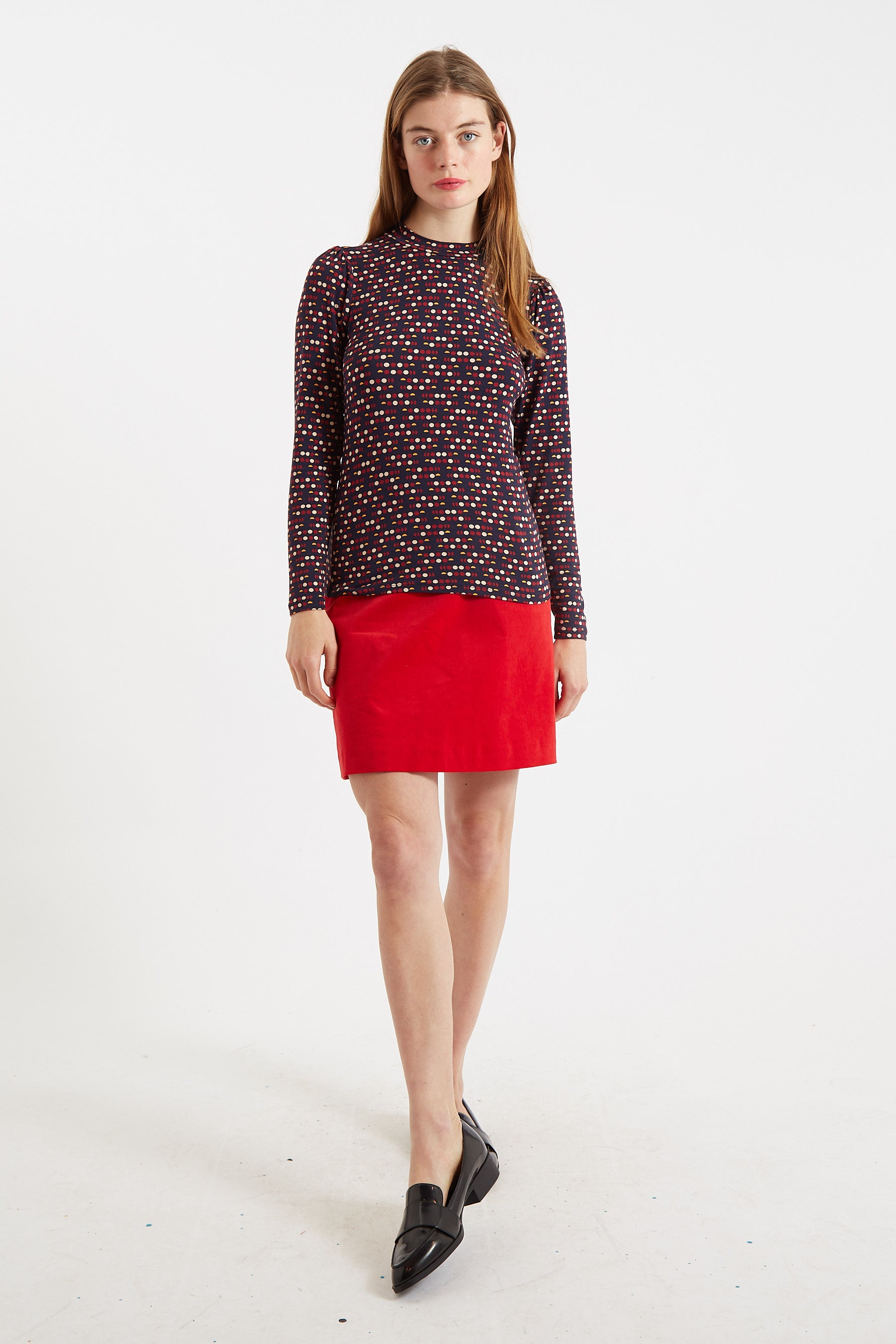 Gilly Retro Dots Print Long Sleeve Top – Louche