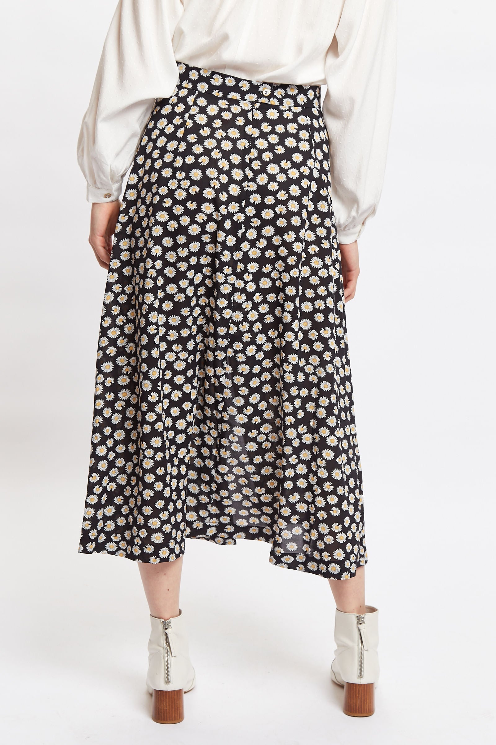 Louche Edie Daisy Dancer Midi Skirt - Black